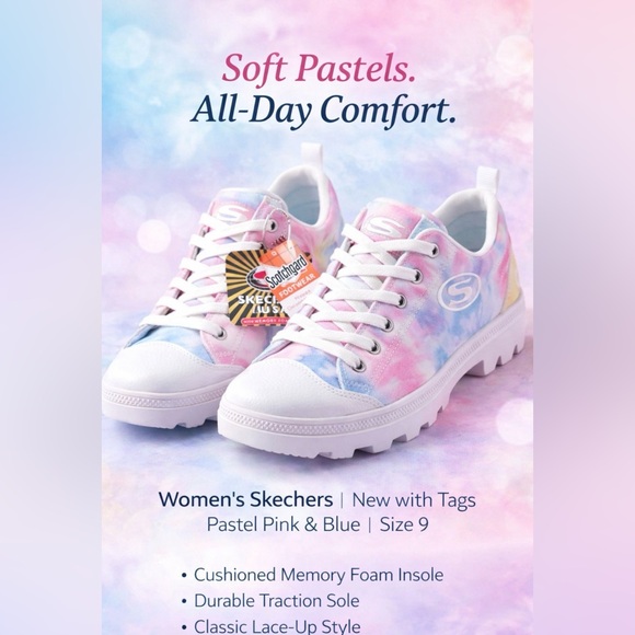 Skechers | Shoes | Womens Skechers Pink And Blue Sneakers Soft Pastel ...